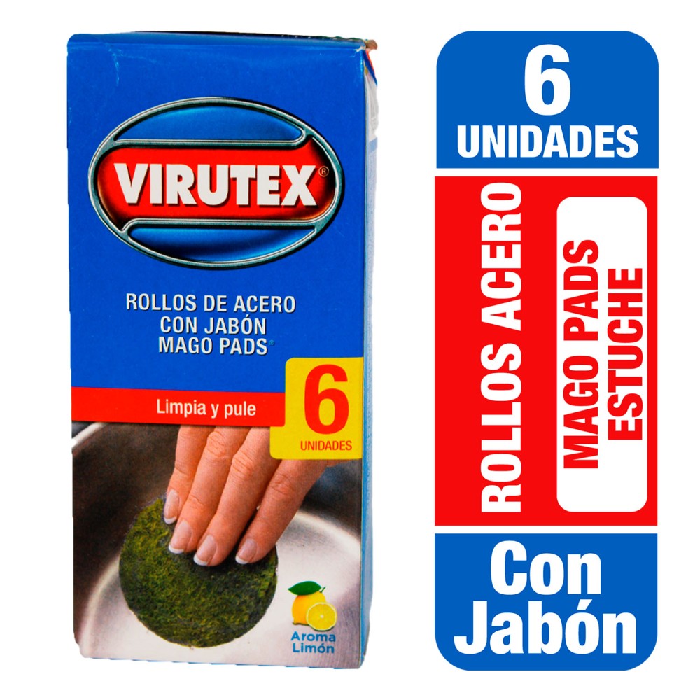 Virutilla Virutex Mago Pads C/Jabon Paq 6und - Comercial Agustin