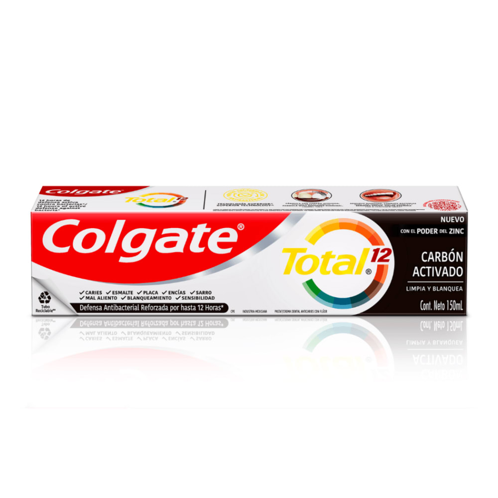 Pasta Dental Colgate Total 12 Carbón Activado 150 ML - Comercial Agustin